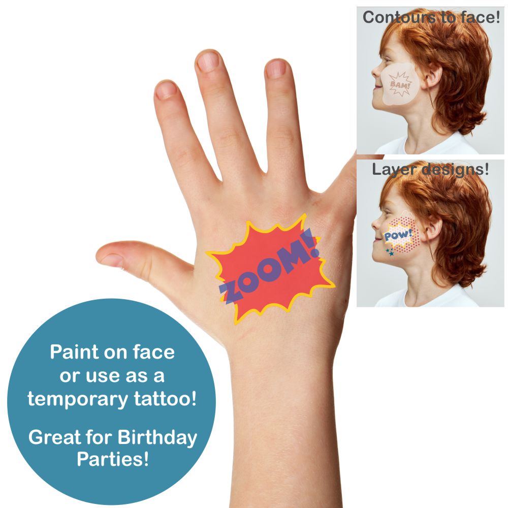 Comic Book Bubble Face Painting Stencil Set