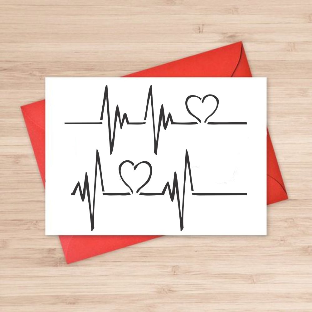 Heart Cardiogram Wallpaper Stencil